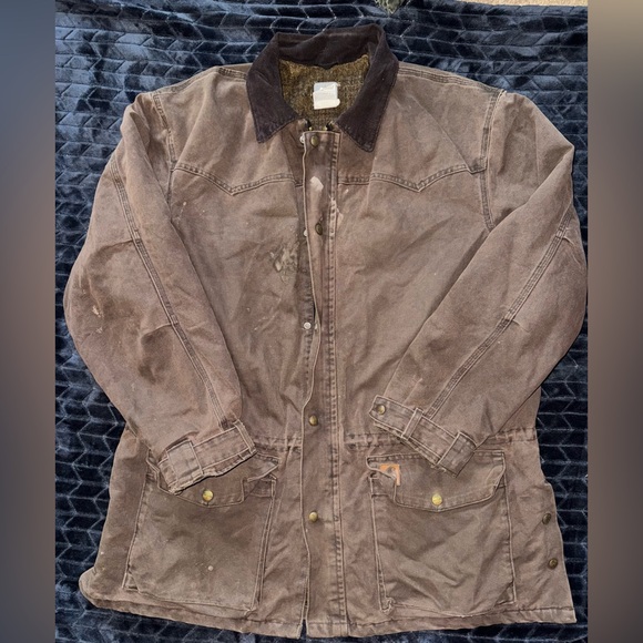 Carhartt | Jackets & Coats | Vtg Carhartt Mens Brown Chore Jacket ...